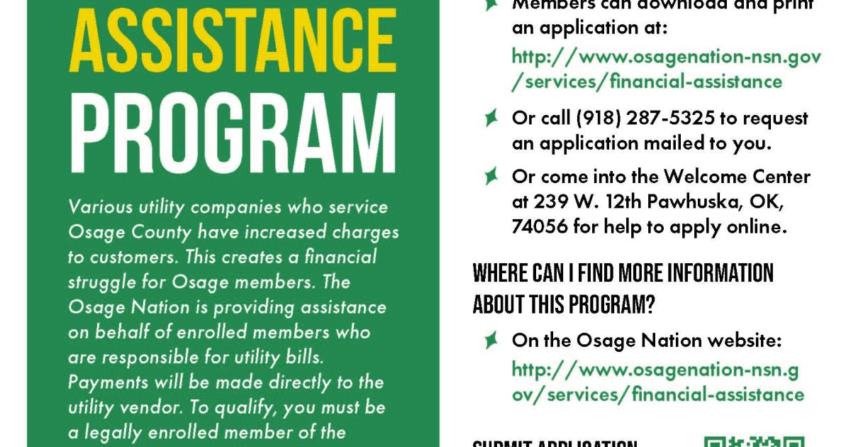 Osage Nation Financial Assistance Launches Utility Assistance Program ...
